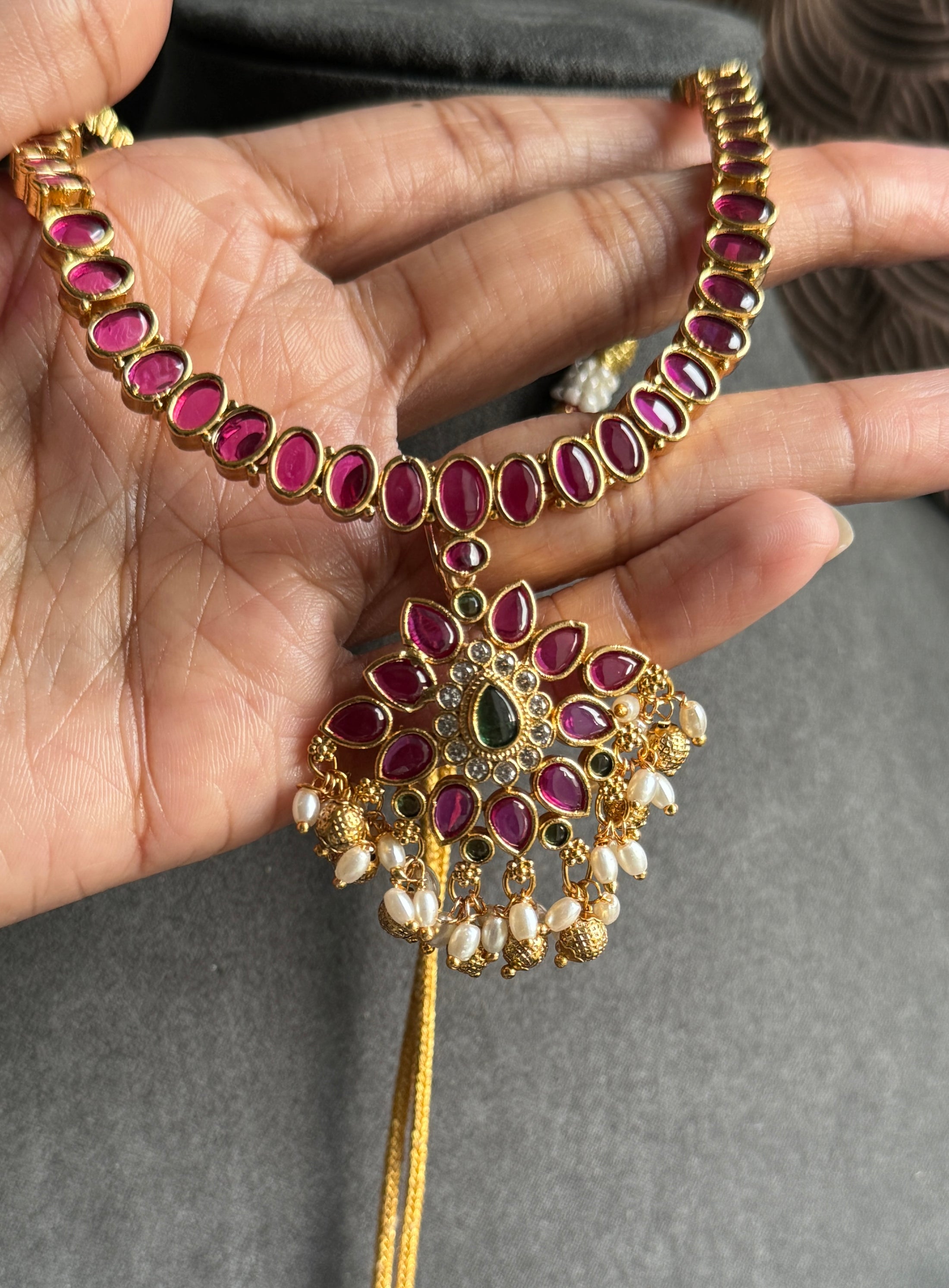 Atigai Ruby Kemp Necklace Set- South Indian| PanoplyLondon – Panoplylondon